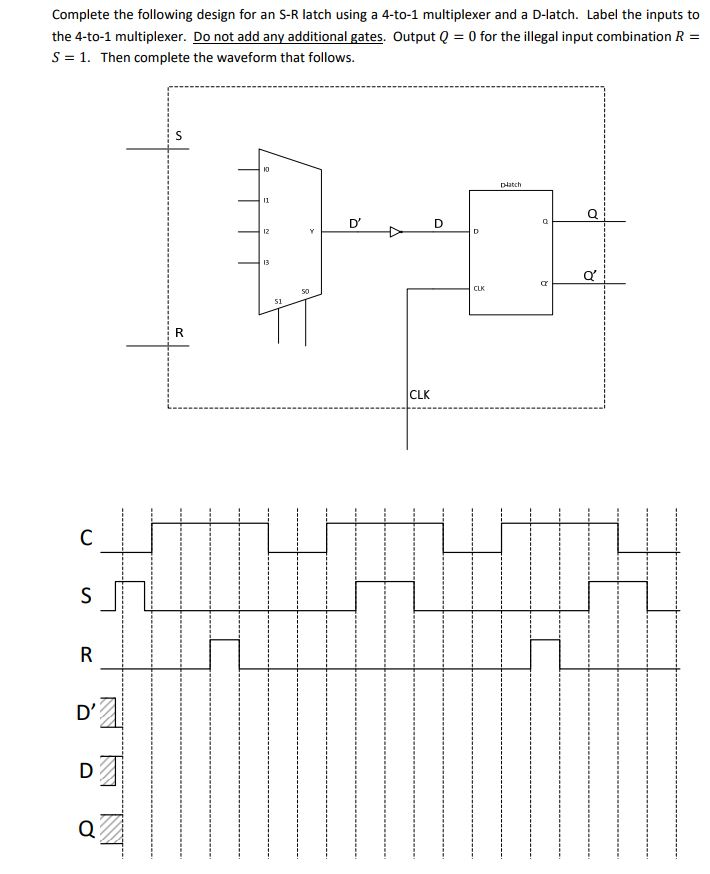 Solved Complete the following design for an S-R latch using | Chegg.com