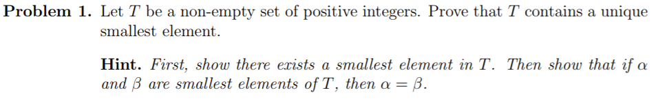 Solved Problem 1. Let T be a non-empty set of positive | Chegg.com
