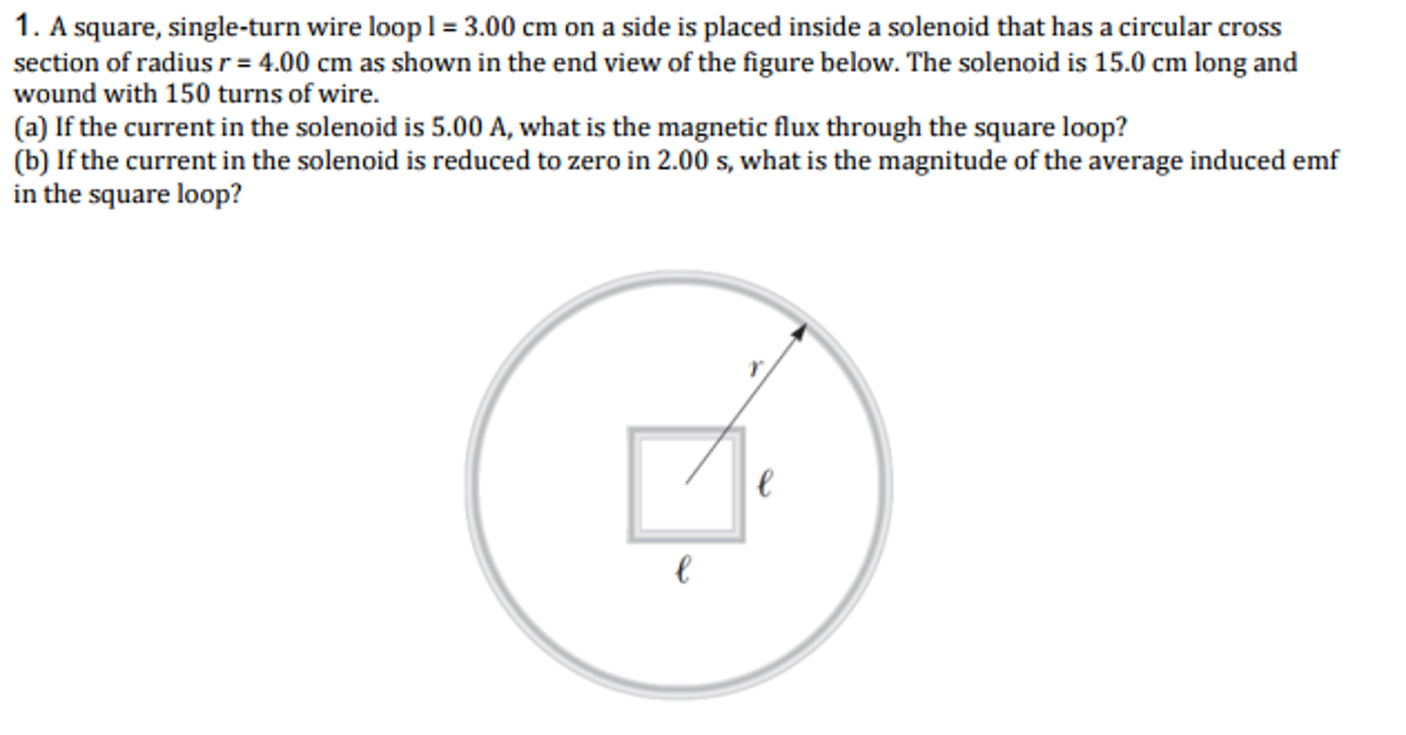 Solved A square, single-turn wire loop l = 3.00 cm on a side | Chegg.com