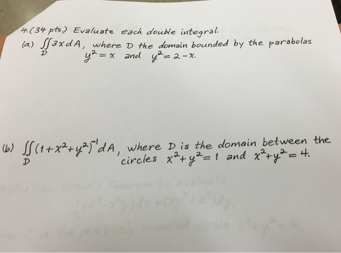 Solved Evaluate each double integral. Double integral_D 3x | Chegg.com