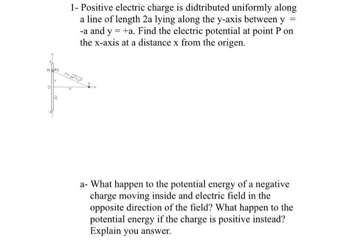 Solved 1- Positive electric charge is distributed uniformly | Chegg.com