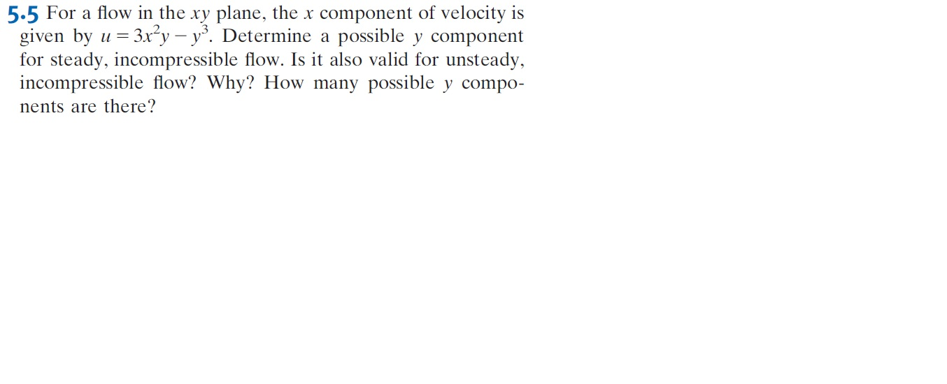 Solved For a flow in the xy plane, the x component of | Chegg.com