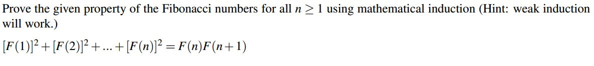 Solved Prove the given property of the Fibonacci numbers for | Chegg.com