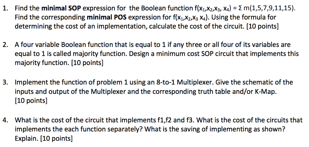 Solved Find The Minimal Sop Expression For The Boolean