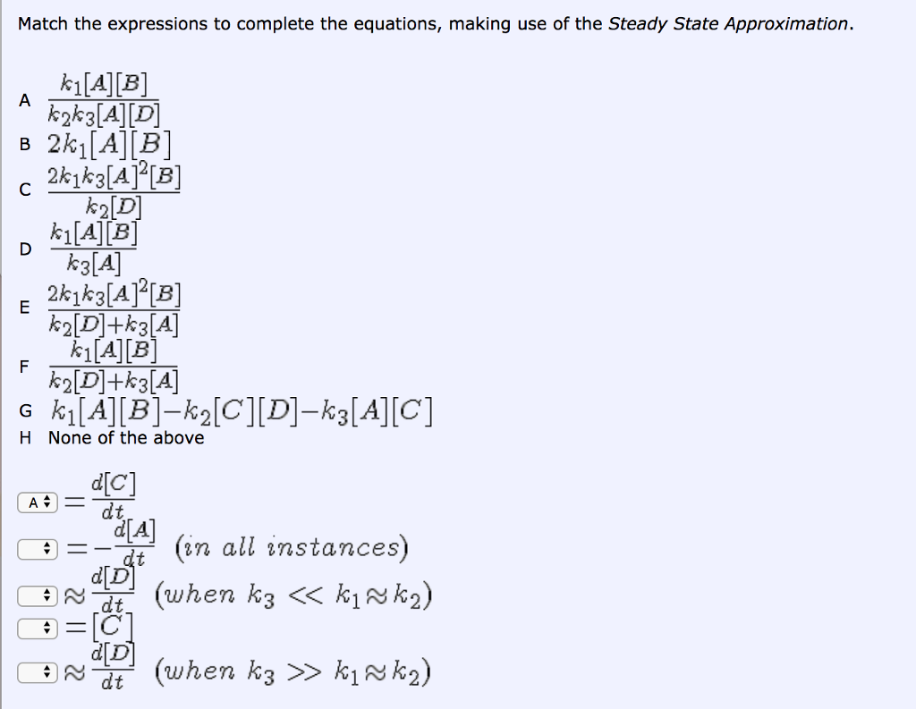 Solved Match The Expressions To Complete The Equations