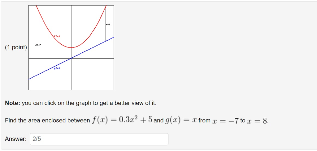 Solved Find the area enclosed between f(x) = 0.3x^2 + 5 | Chegg.com