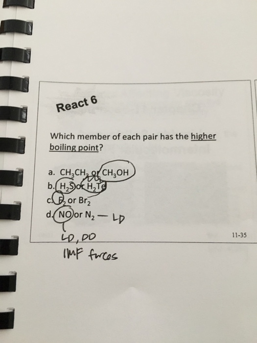 Solved Which member of each pair has the higher boiling | Chegg.com