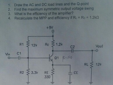 Solved 1. Draw the AC and DC load lines and the Q-point 2. | Chegg.com