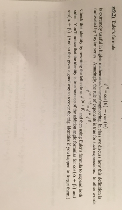 Solved Euler's formula e^I theta = cos (theta) + I sin | Chegg.com