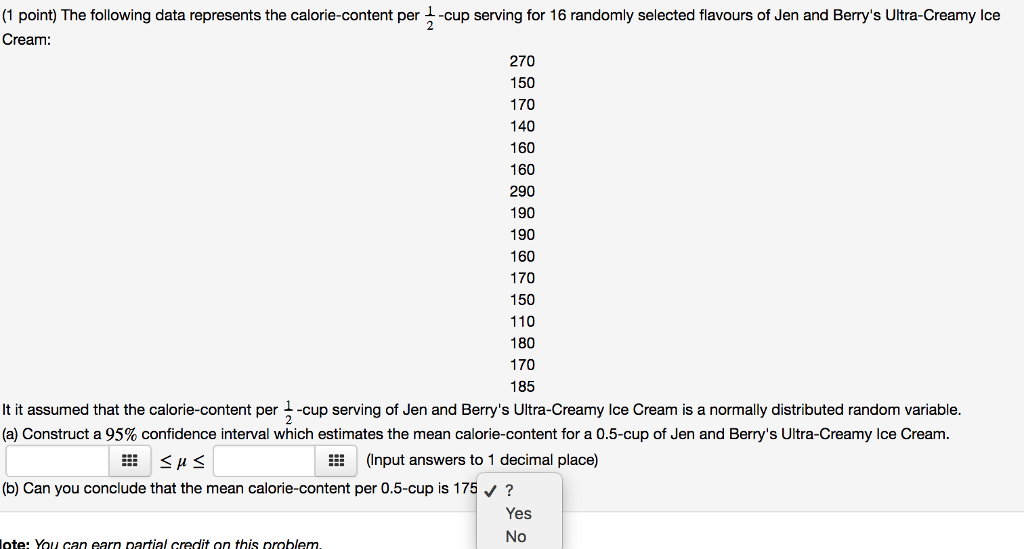 Solved (1 point) The following data represents the | Chegg.com
