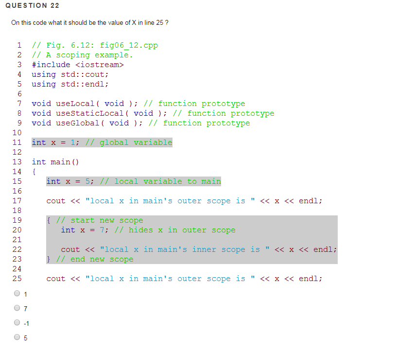 Solved QUESTION 22 On this code what it should be the value | Chegg.com