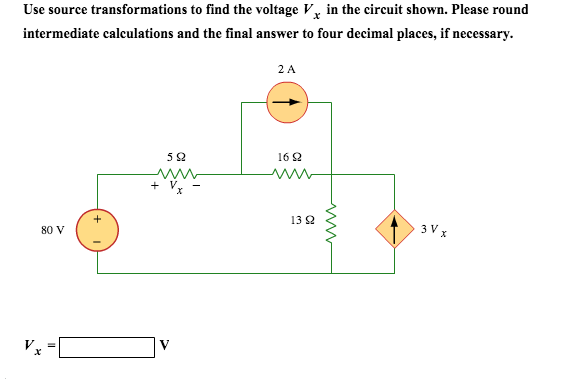 Solved Use Source Transformations To Find The Voltage Vx In 