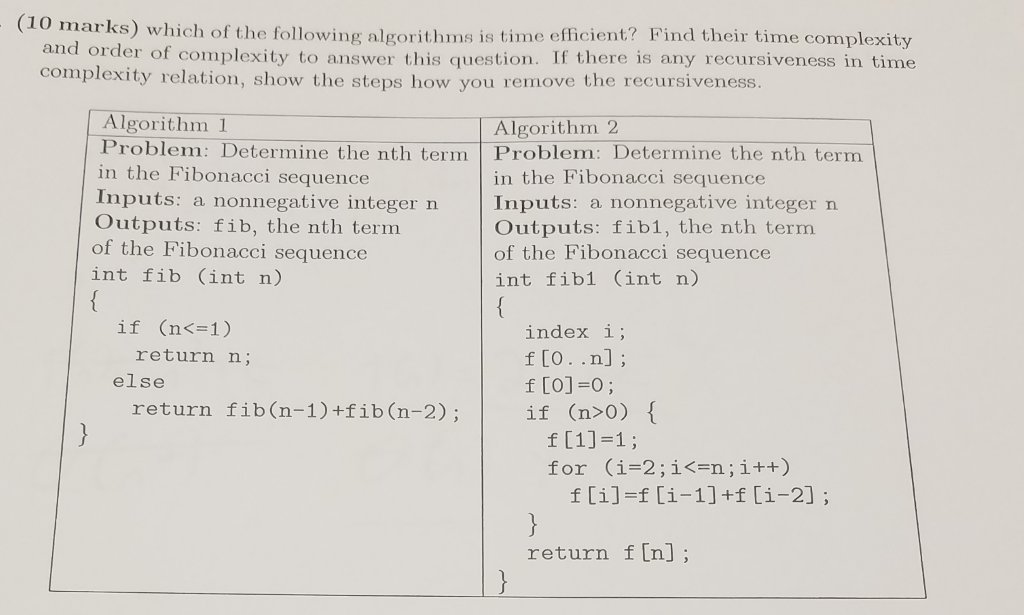 Solved and order of complexity to answer this question. If | Chegg.com