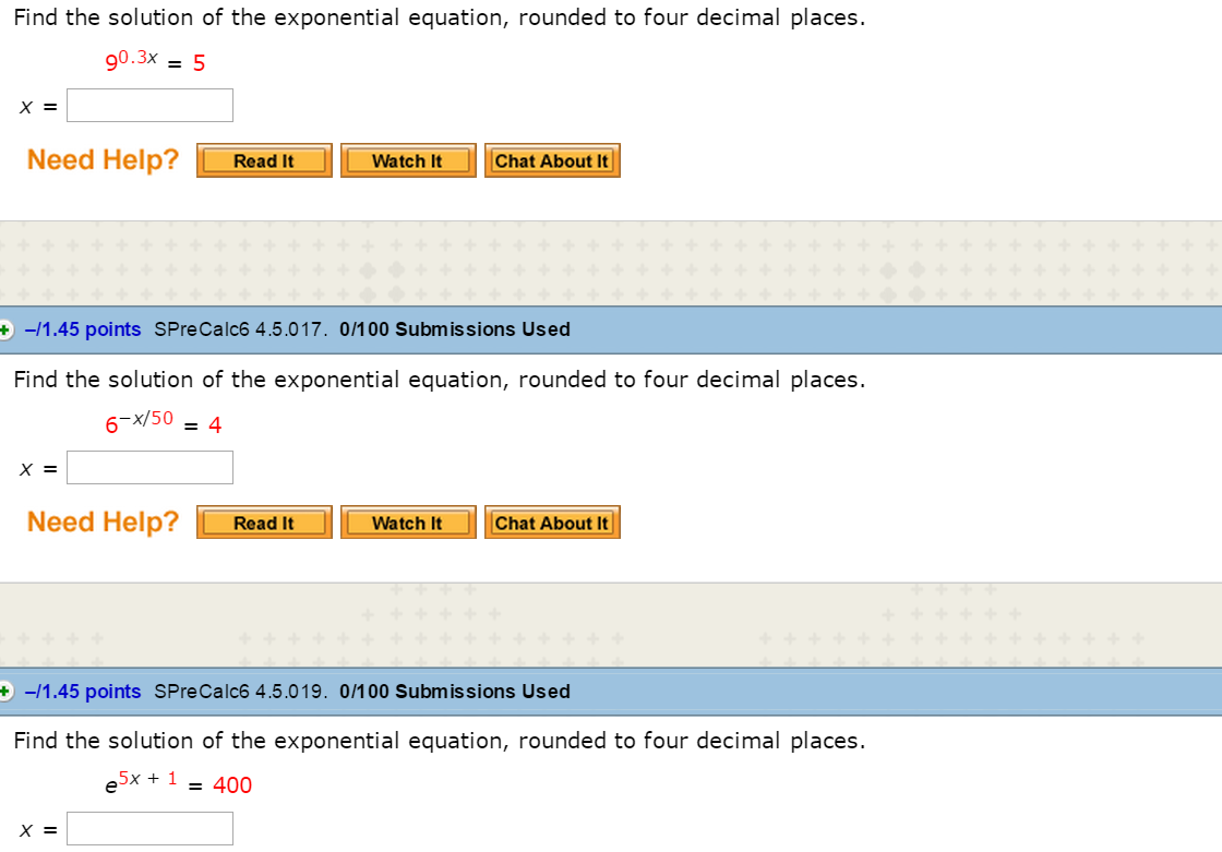 Solved Find the solution of the exponential equation, | Chegg.com