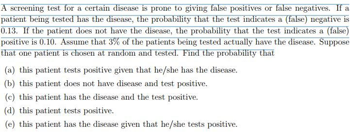 Solved A screening test for a certain disease is prone to | Chegg.com