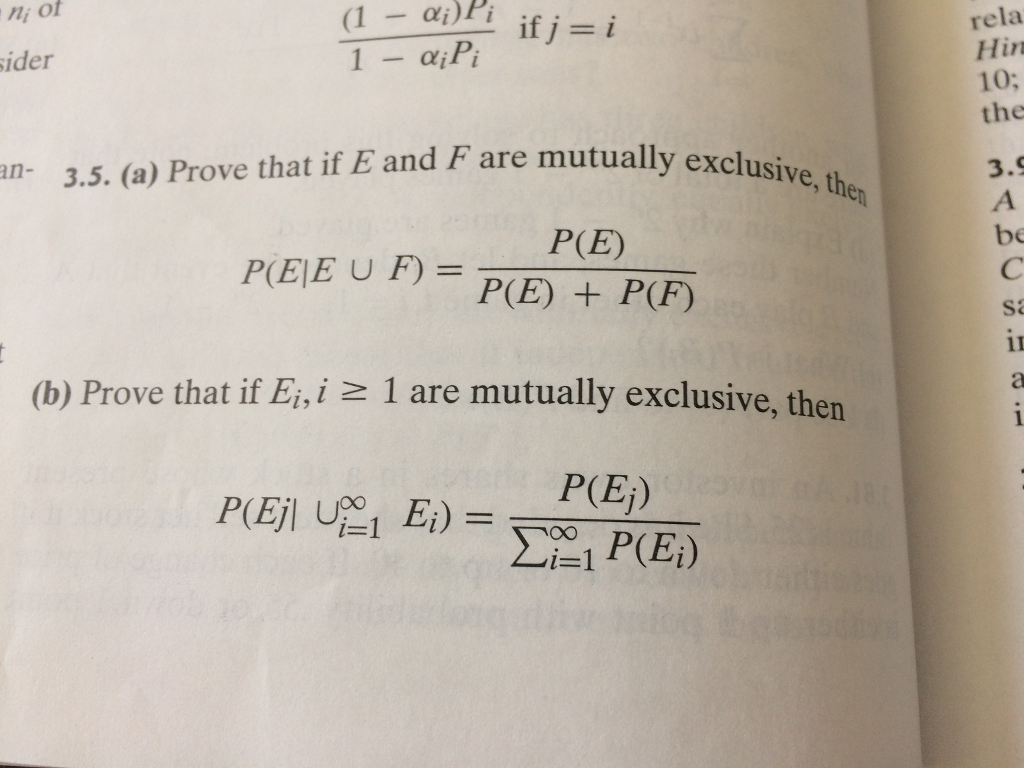 Solved Prove that if E and F are mutually exclusive, then | Chegg.com