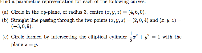 Solved Find a parametric representation for each of the | Chegg.com