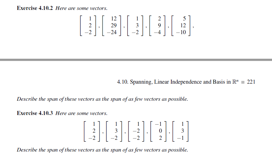 Solved Exercise 4.10.2 Here are some vectors. 12 29 2424 12 | Chegg.com