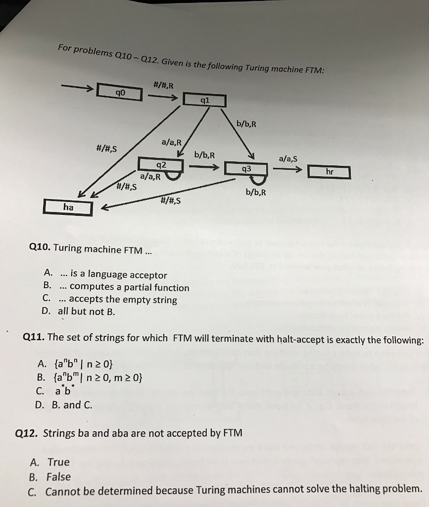 Solved Given is the following Turing machine FTM: Turing | Chegg.com