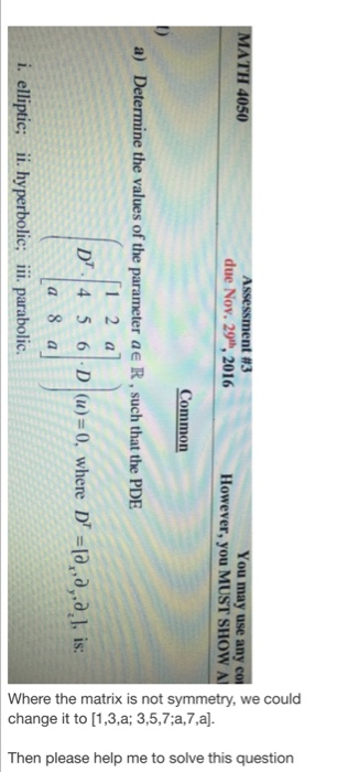 Solved Determine the values of the parameter a epsilon R, | Chegg.com