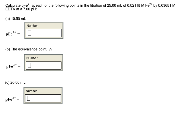 Solved Calculate pFe2 at each of the following points in the | Chegg.com