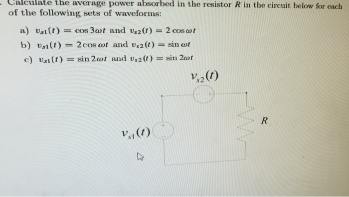 Solved Calculate the average power absorbed in the resistor | Chegg.com Solved Calculate the average power absorbed in the resistor | Chegg.com