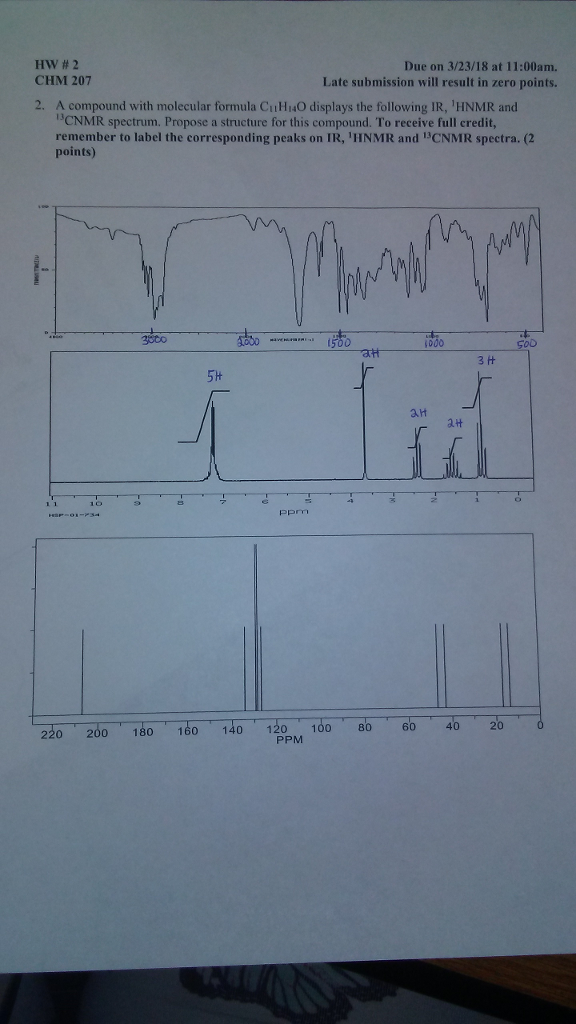 Solved HVV # 2 CHM 207 2. A compound with molecular formula | Chegg.com