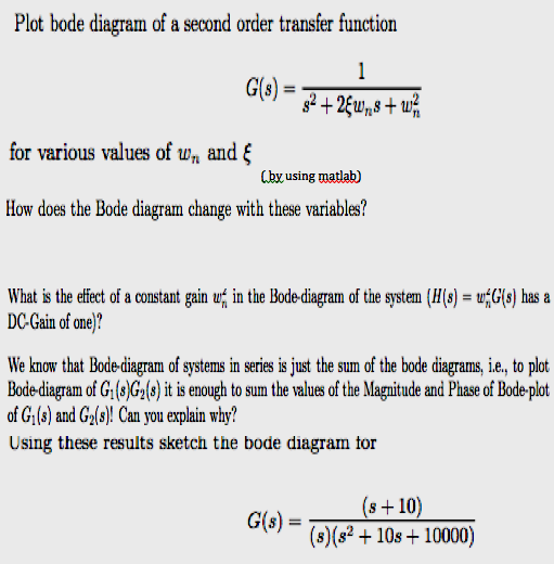 Plot bode diagram of a second order transfer function | Chegg.com