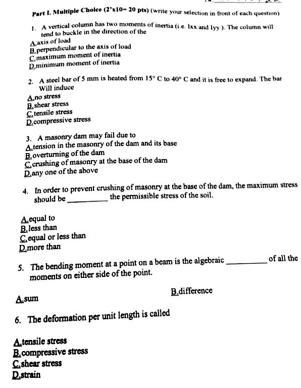 Solved A vertical column has two moments of inertia (i.e. | Chegg.com