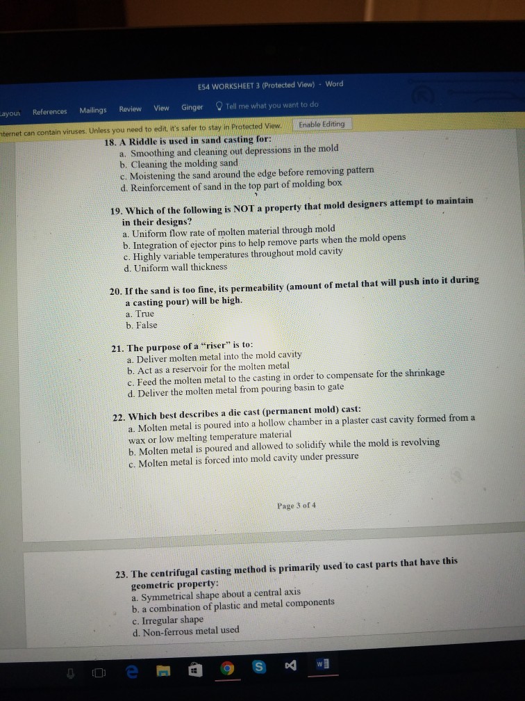 Solved E54 Worksheet 3 Protected View Word Nces Mailings