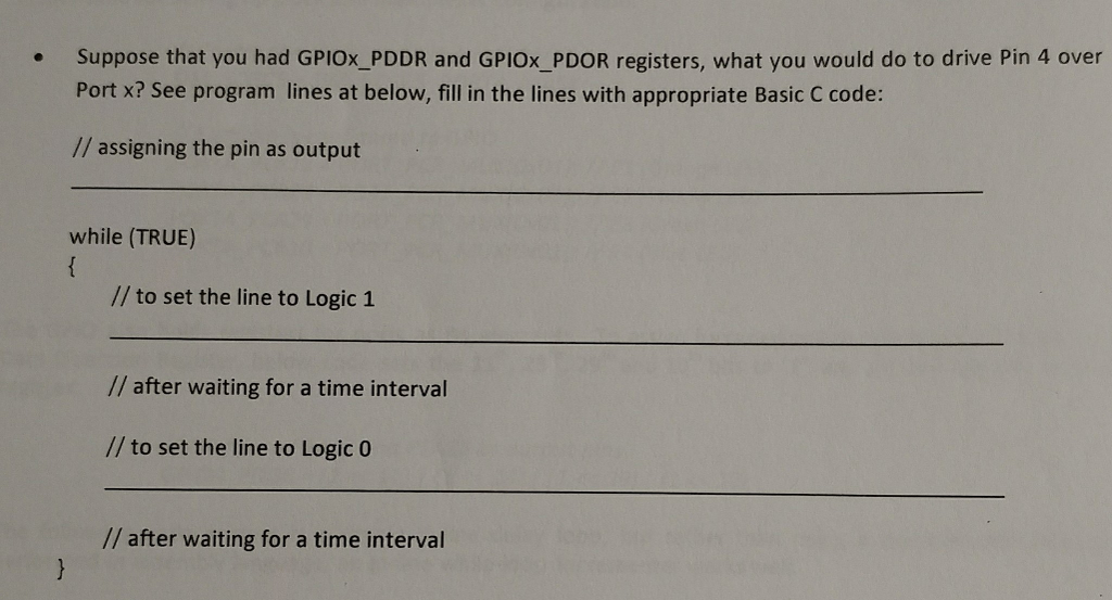 Solved Suppose that you had GPIOx_PDDR and GPIOx_PDOR | Chegg.com