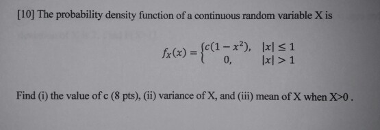 Solved The probability density function of a continuous | Chegg.com