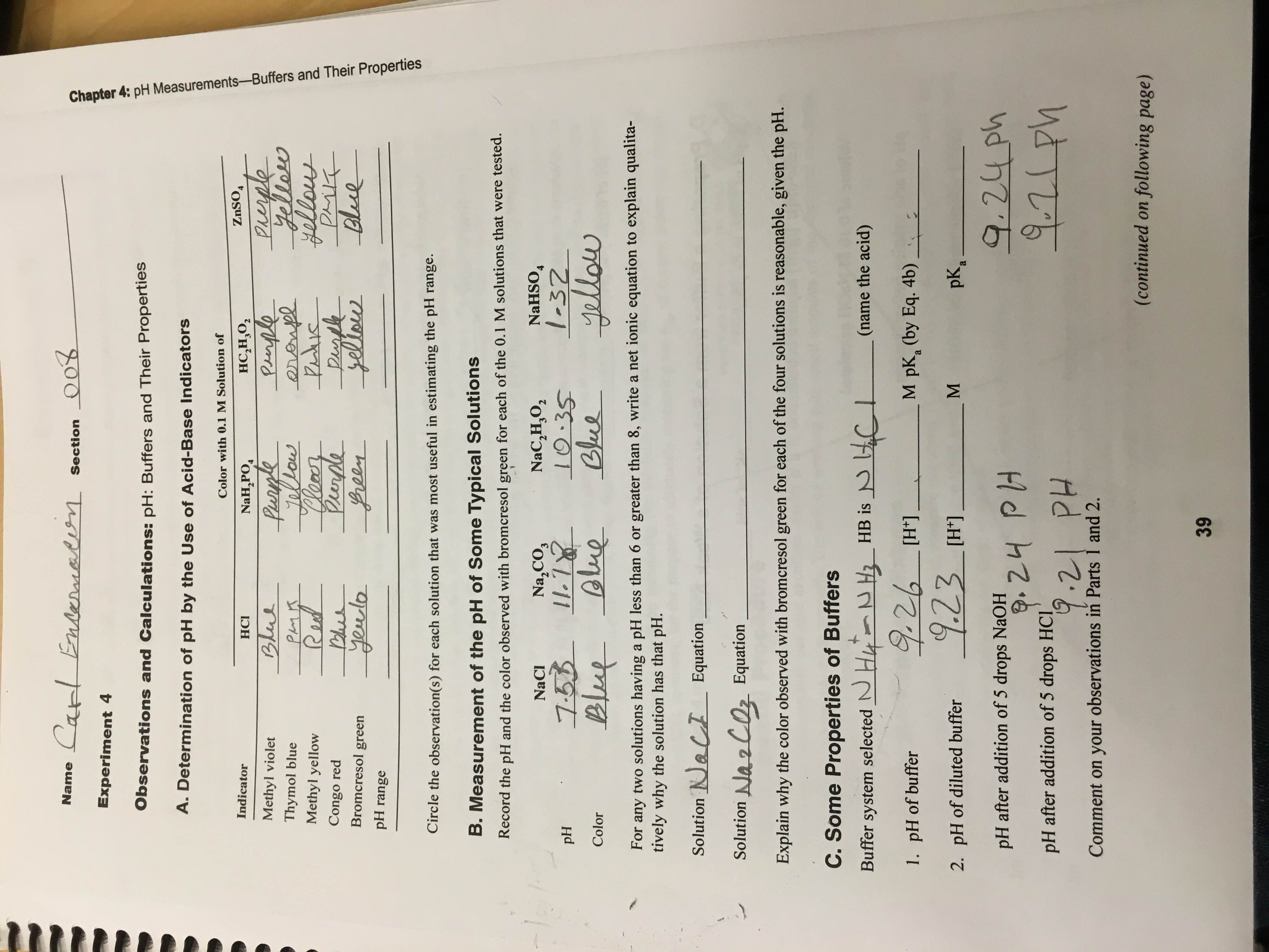 Solved Lab: Determination Of pH by the use of | Chegg.com