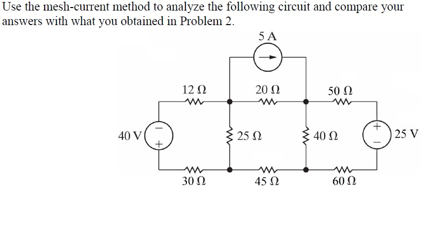 Solved Use the mesh-current method to analyze the following | Chegg.com