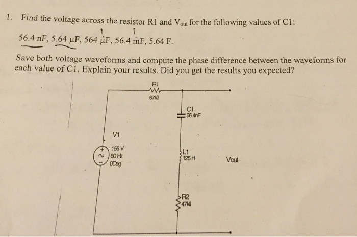 Solved Find The Voltage Across The Resistor R1 And Vout For