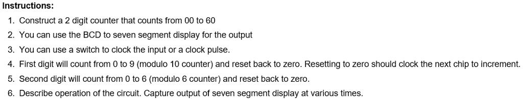 Solved Instructions: 1. Construct a 2 digit counter that | Chegg.com