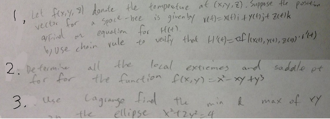 Solved Let f(x,y,z) denote the temperature at (x,y,z). | Chegg.com