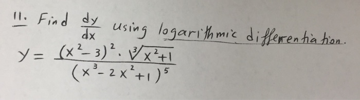 Solved Find dy/dx using logarithmic differentiation. y = | Chegg.com