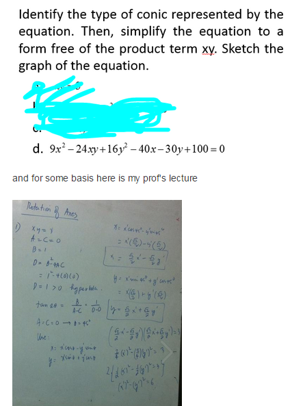 Solved Identify the type of conic represented by the | Chegg.com