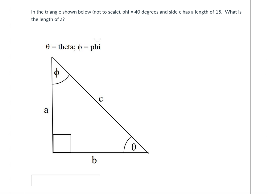 Solved In the triangle shown below (not to scale), phi = 40 | Chegg.com