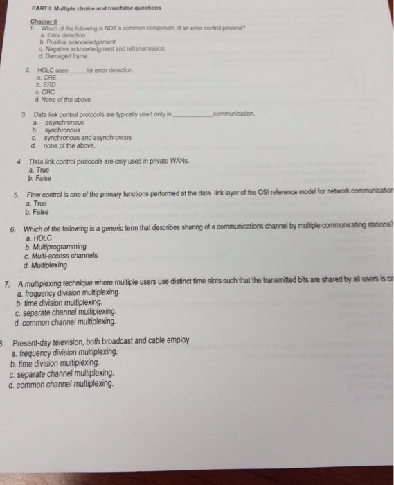 Solved Hdlc Uses For Error Detection A Cre B Erd Crc D