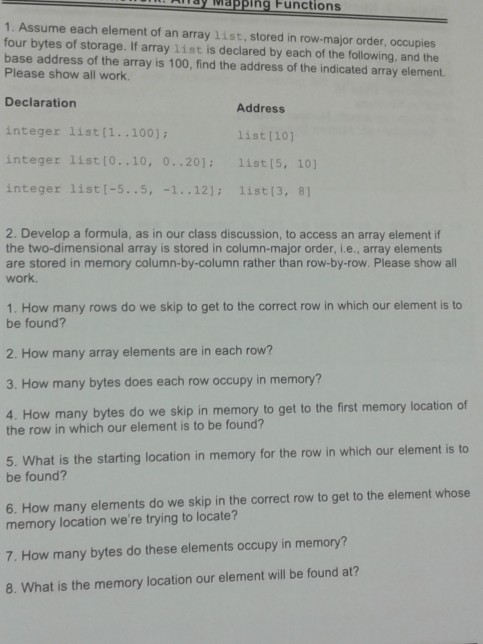 Solved apping Functions 1. Assume each element of an array | Chegg.com