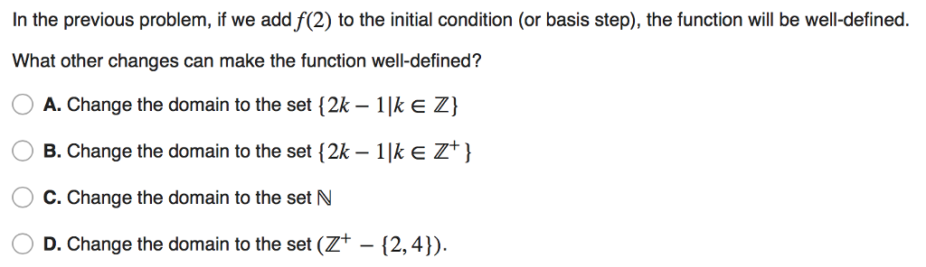 Solved The following recursive function with the domain Z+ | Chegg.com