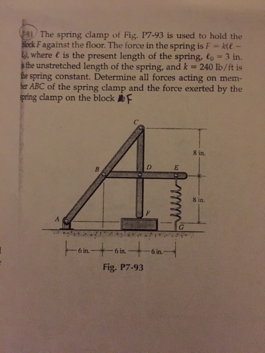 Solved 3 The spring clamp of Fig. P7-93 is used to hold the | Chegg.com