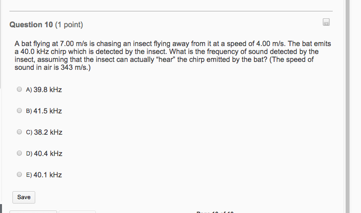 Solved Question 10 (1 point) A bat flying at 7.00 m/s is | Chegg.com