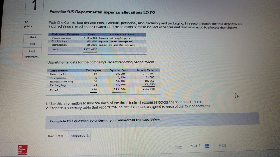 Solved Exercise 9-3 Service department expenses allocated to | Chegg.com