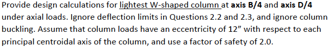 Provide design calculations for lightest W-shaped | Chegg.com