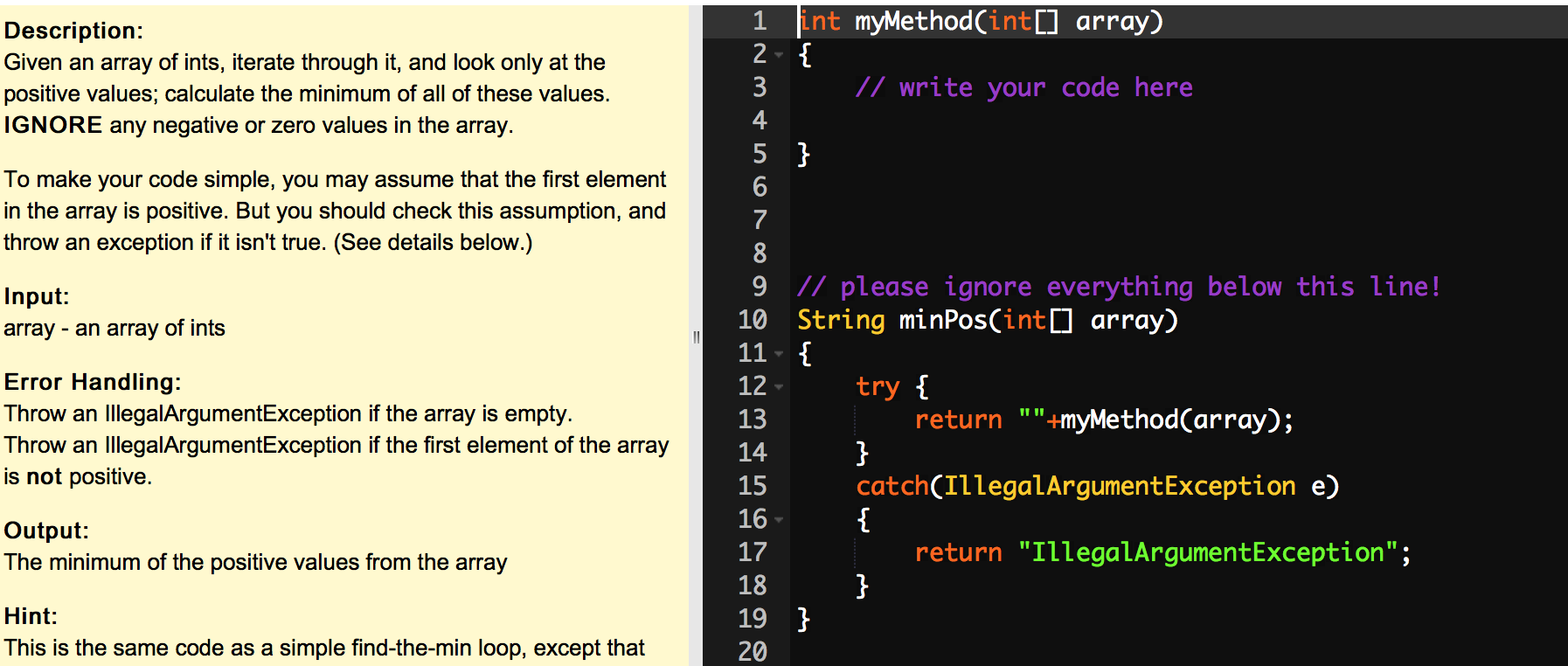 Solved int myMet hod(int[] array) Description. Given an | Chegg.com