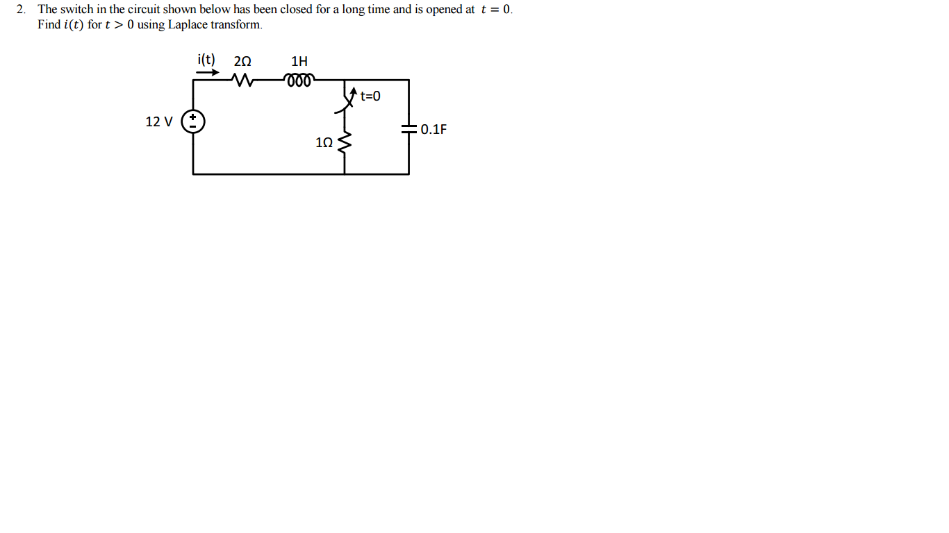 Solved The switch in the circuit shown below has been closed | Chegg.com