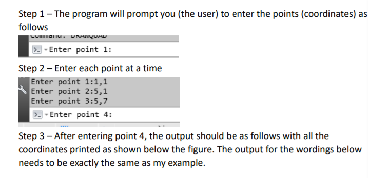 Use GETPOINT, CAR, and CADR for writing the following | Chegg.com
